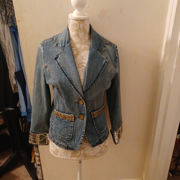 atelier | Jackets & Coats | Atelier Beaded Denim Jacket | Poshmark